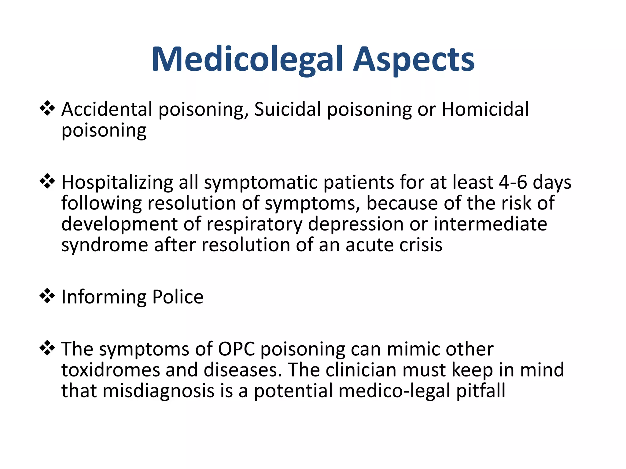 Organophosphate poisoning management with medicolegal aspects | PPTX