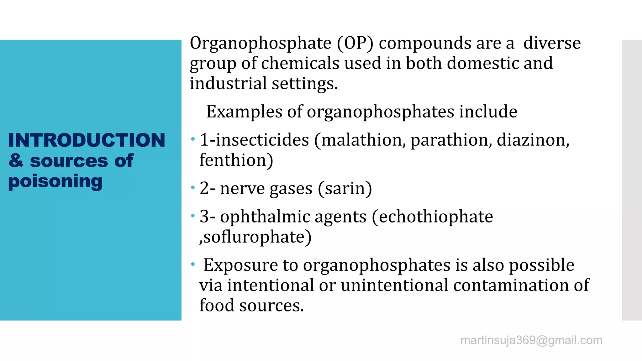 Organophosphate poisoning - a brief toxicological study | PPT