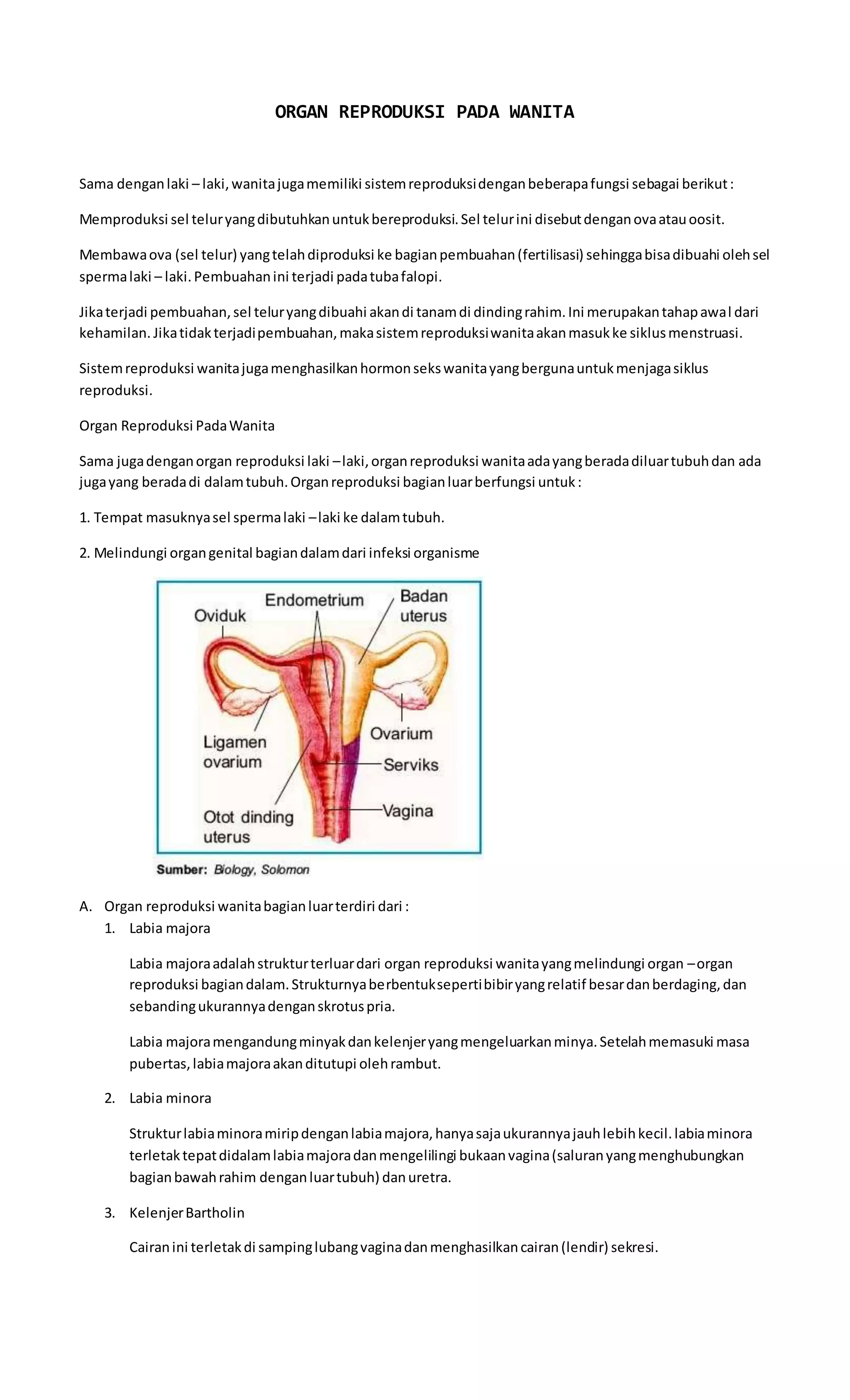Organ reproduksi pada wanita | DOCX