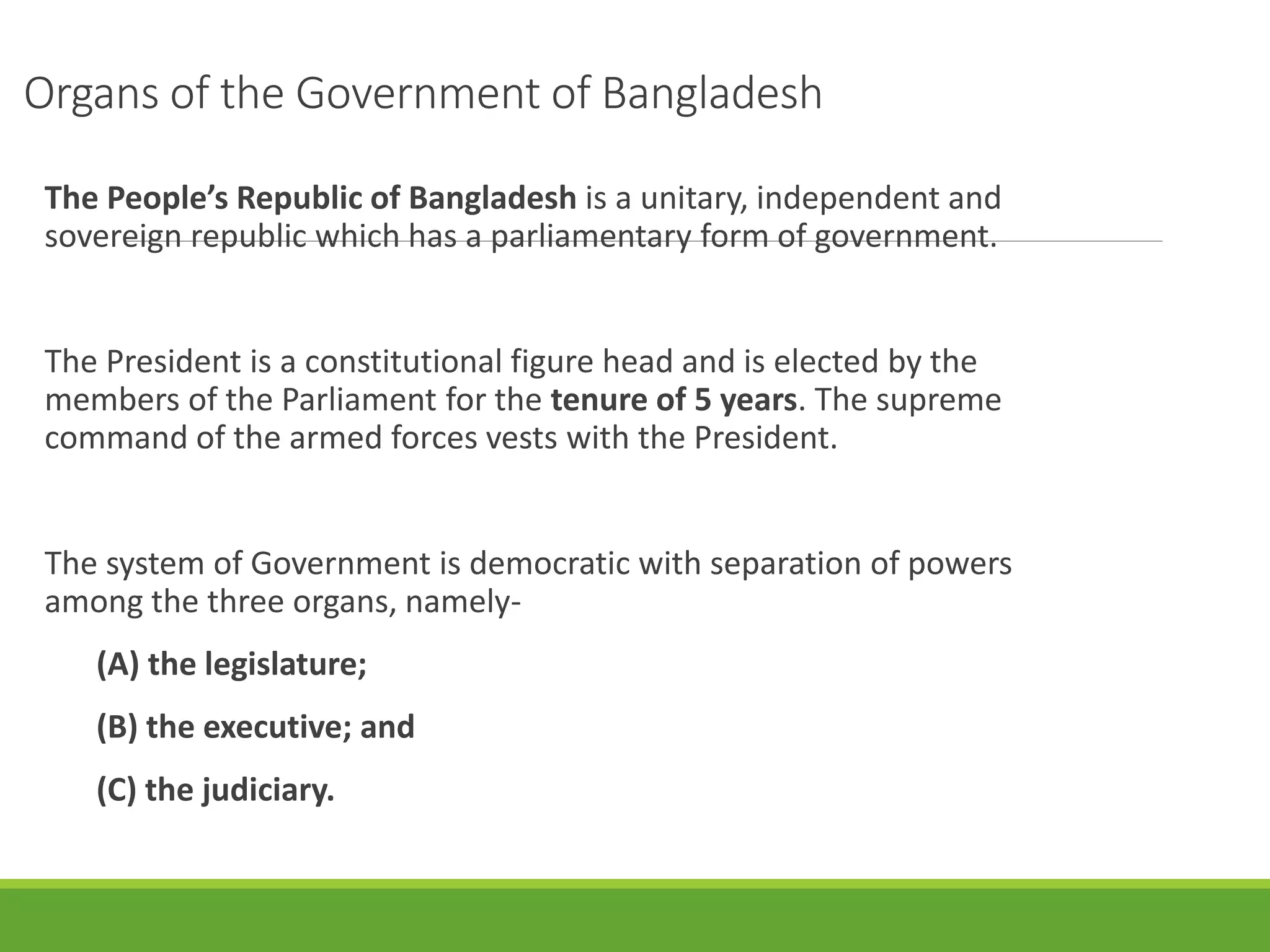 Organs of the government of bangladesh | PPTX