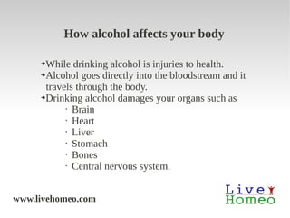 Organs will effect by drinking alcohol | PPT