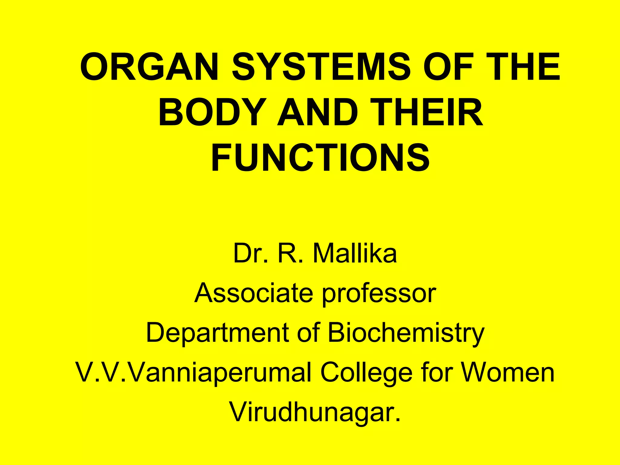 Organ systems of the body and their functions | PPT | Endocrine and ...
