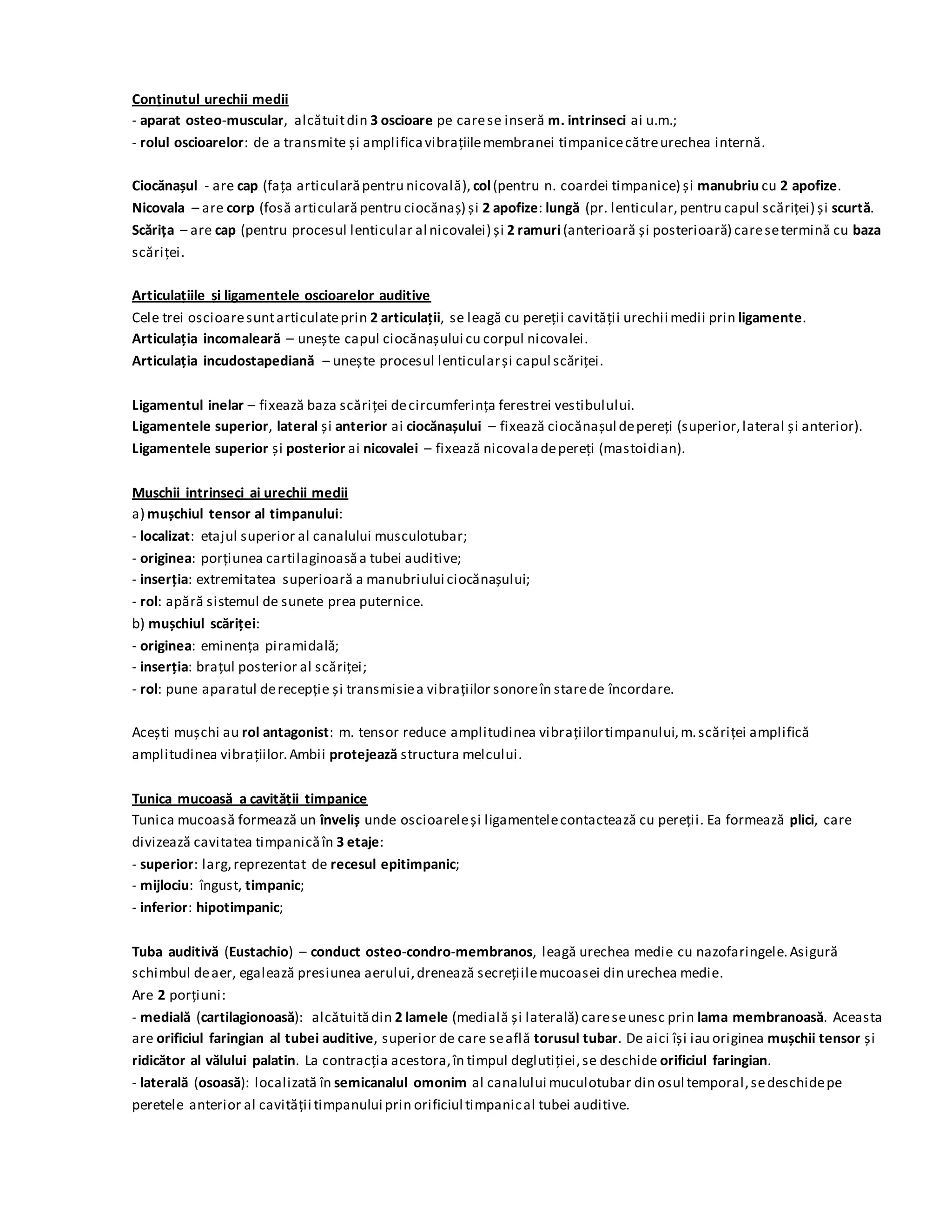 Anatomie: organul vestibulocohlear | DOCX