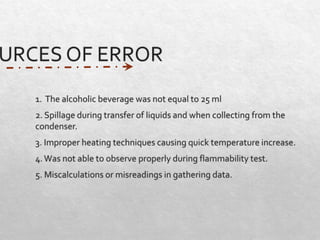 Experiment 1: Distillation of Alcoholic Beverages | PPTX