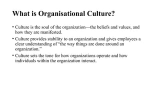 Org culture, and types building culture | PPTX