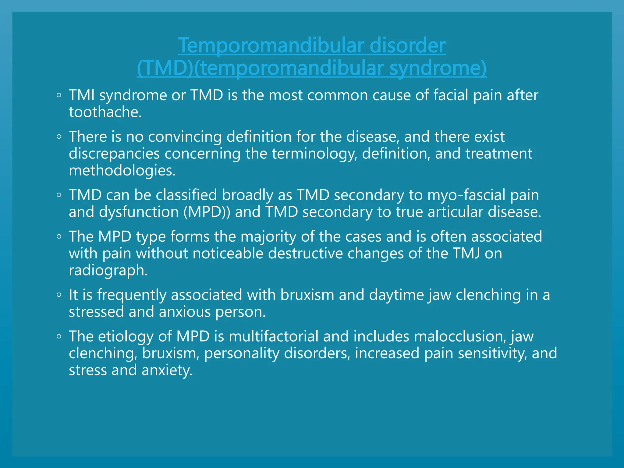 TMJ DISORDERS oral pathology seminar topics | PPTX