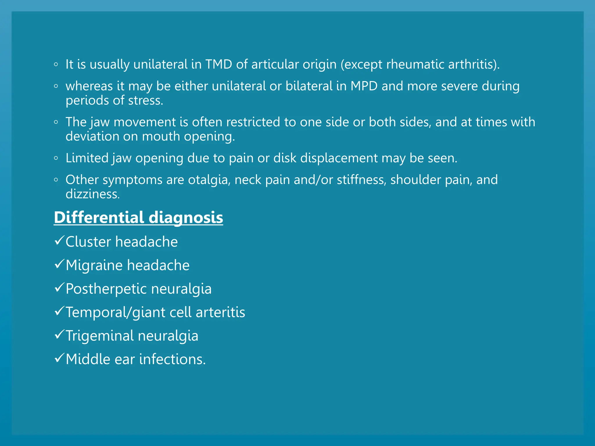 Tmj Disorders Oral Pathology Seminar Topics Ppt