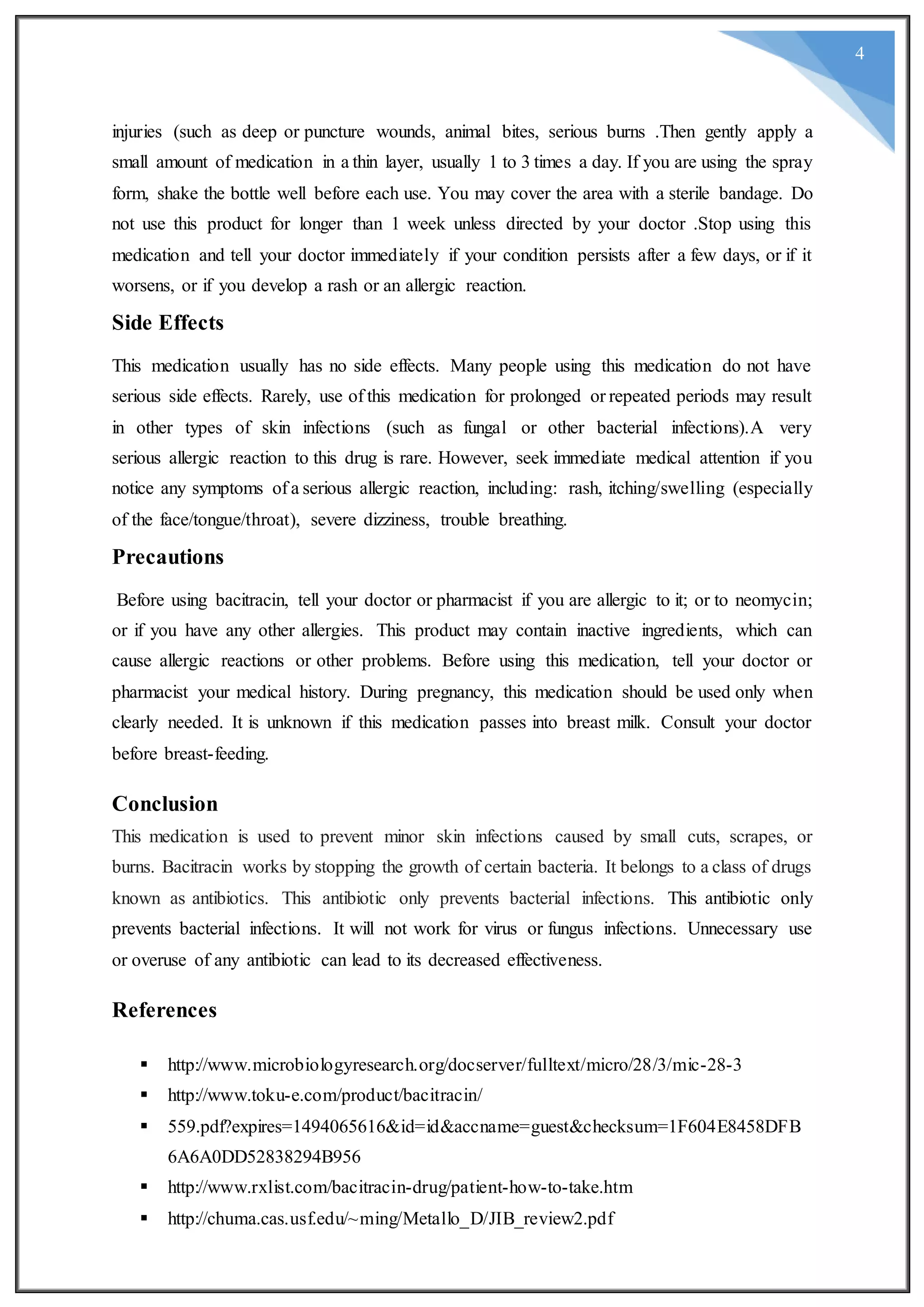 Bacitracin as Biomedicinal Drug | DOCX