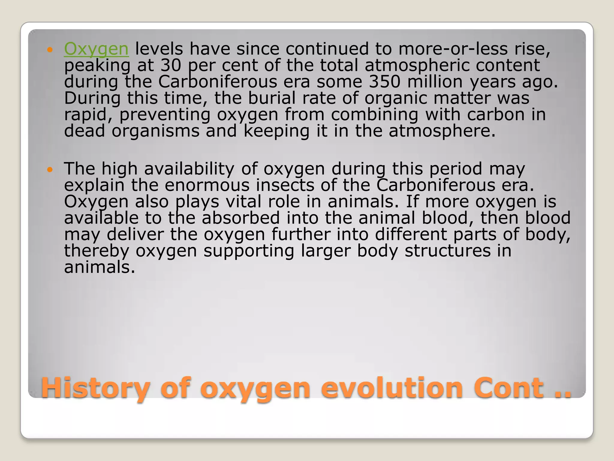 The origin and geological history of oxygen | PPTX
