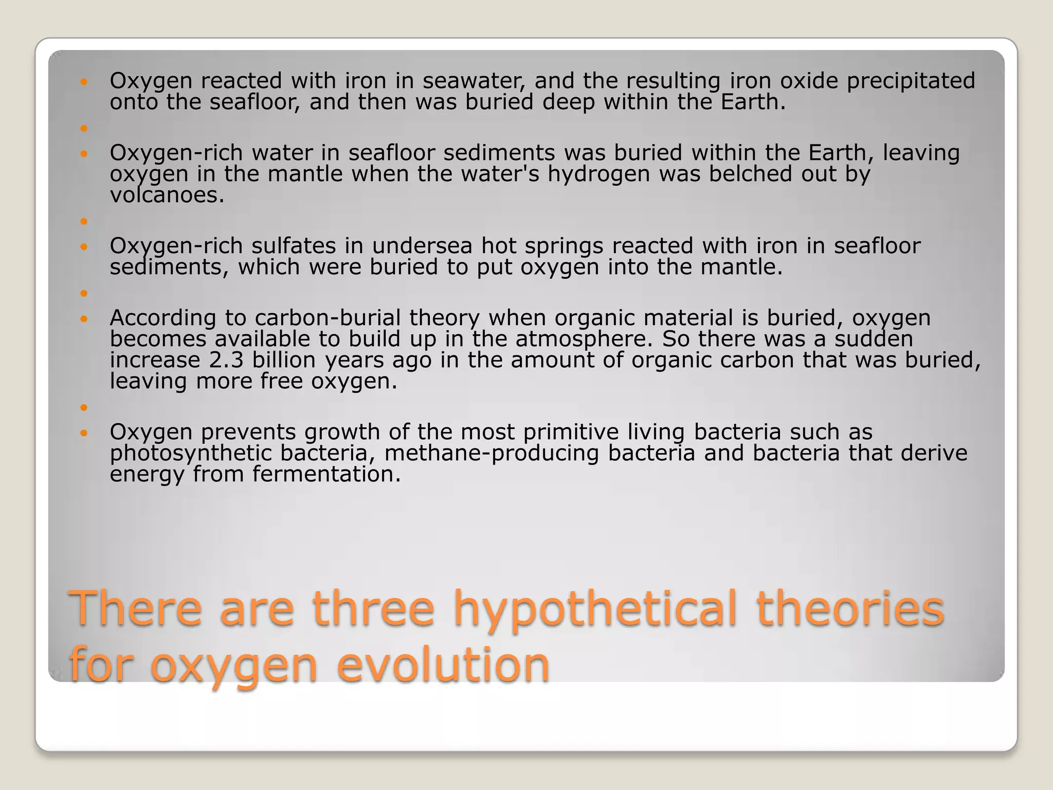 The origin and geological history of oxygen | PPTX