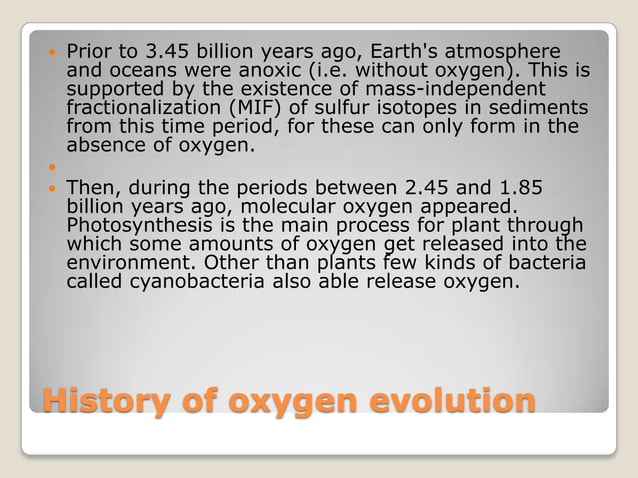 The origin and geological history of oxygen | PPTX | Chemistry | Science