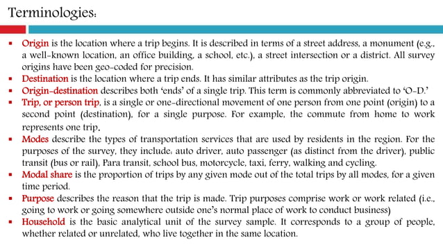 Origin – Destination survey | PPTX | Travel Locations | Travel