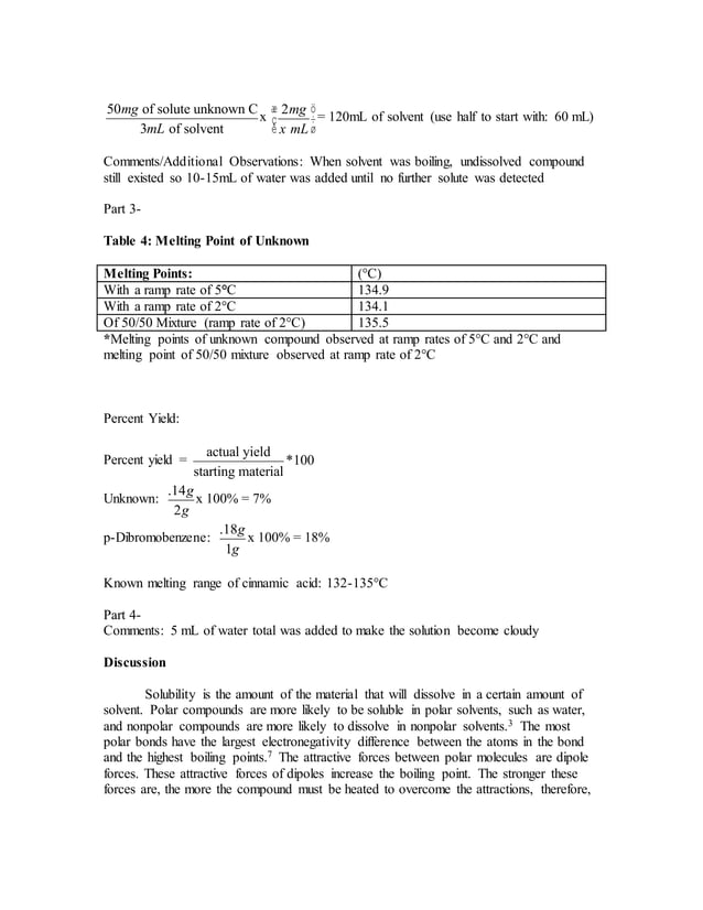 Org lab recrystallization lab report final | DOCX | Chemistry | Science