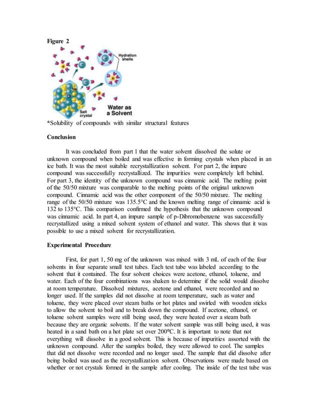 Org lab recrystallization lab report final | DOCX | Chemistry | Science