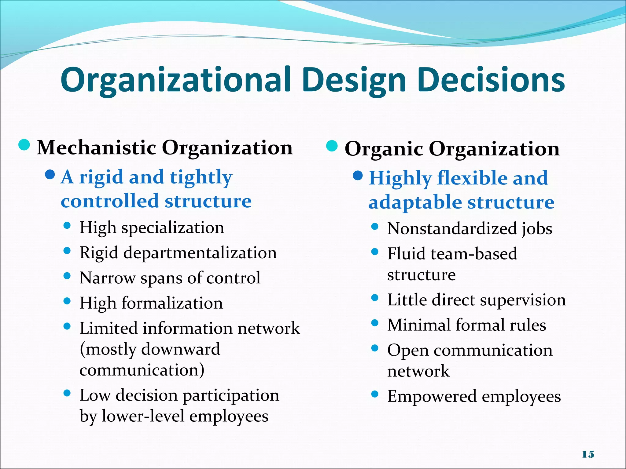 Organisational designs and structures, traditional & contemporary ...