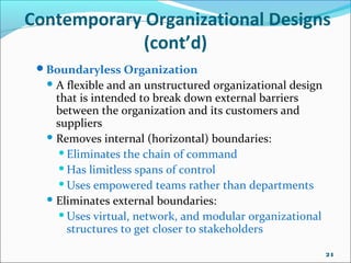 Organisational designs and structures, traditional & contemporary ...