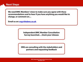 BMC Independent Organisational Review Group Local Area Meetings ...