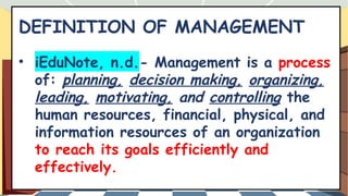 ORGANIZATION AND MANAGEMENT GRADE 11 MDL | PPTX