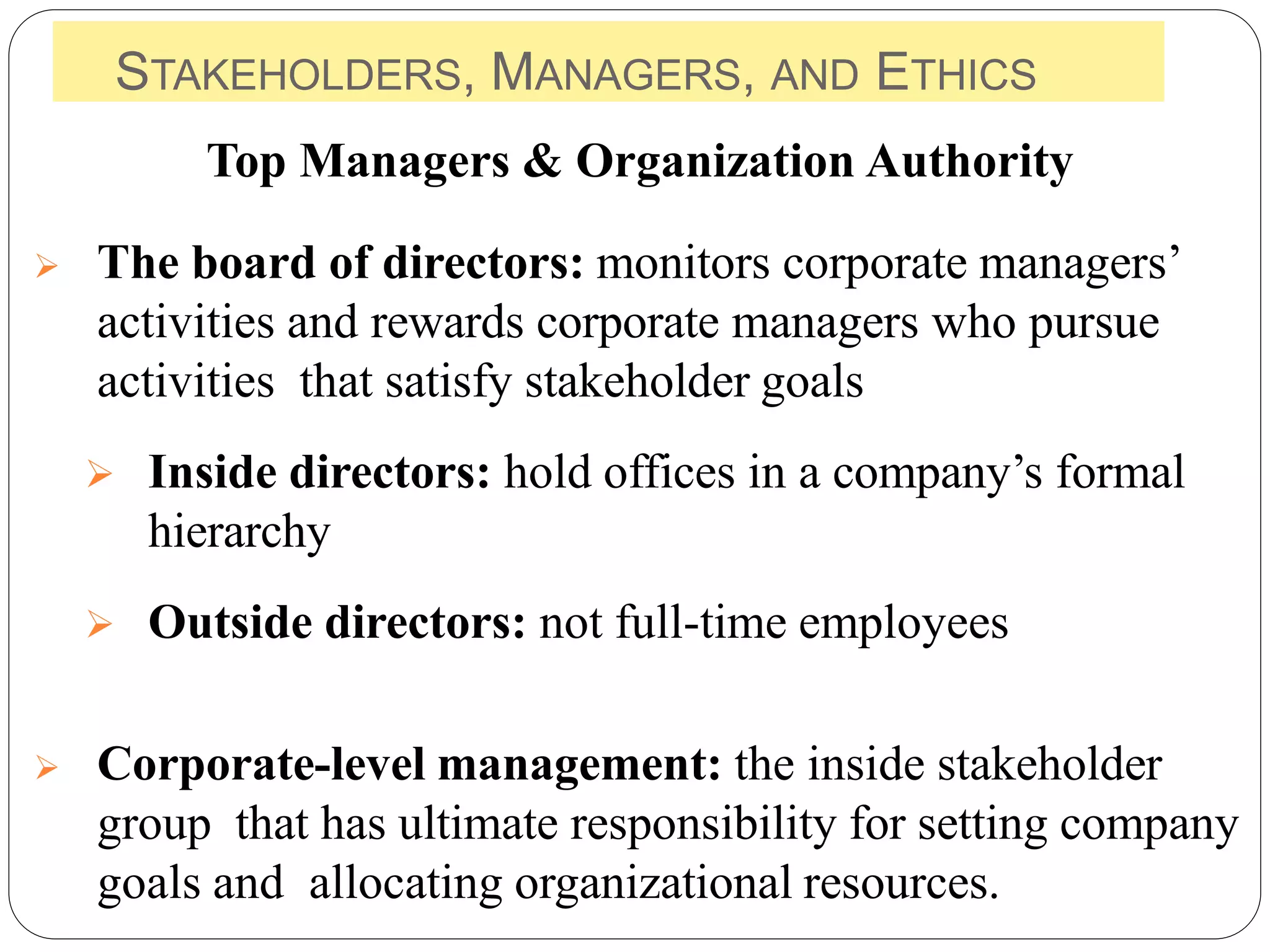 Organization Effectiveness, Stakeholders & Business Ethics | PPTX