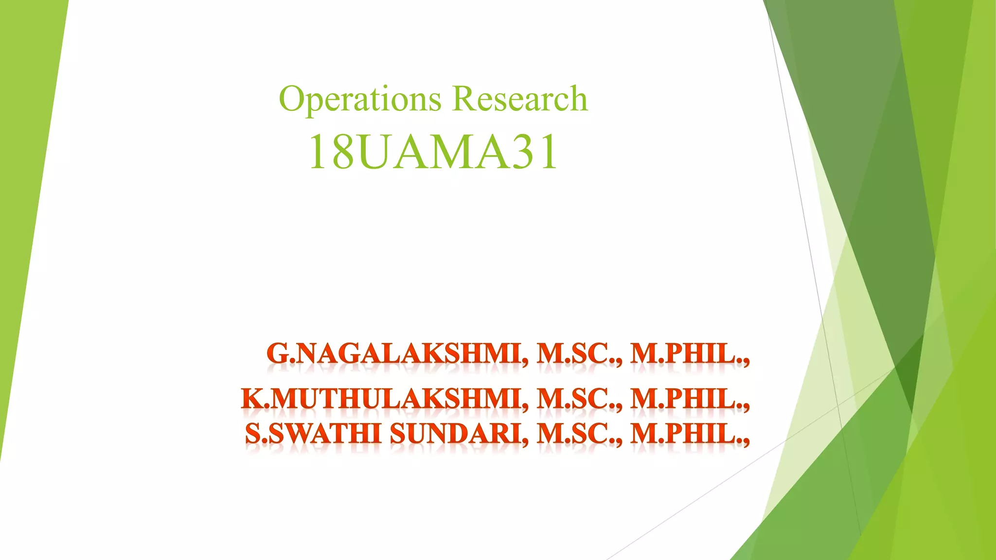 Operation Research | PPT