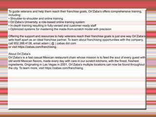 Ori’Zaba’s Honors Veterans with Discounted Franchise Fee | PPT