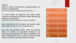 organización de datos (estadística) | PPTX