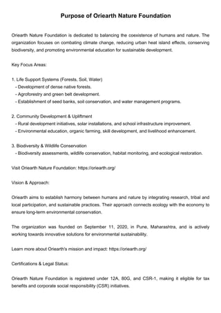 Tree Plantation in pune , india|Oriearth | PDF