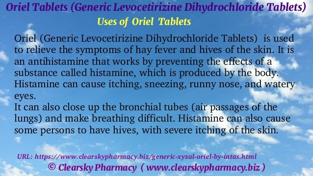 Oriel Tablets (Generic Levocetirizine Dihydrochloride Tablets) | PDF