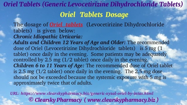 Oriel Tablets (Generic Levocetirizine Dihydrochloride Tablets) | PDF