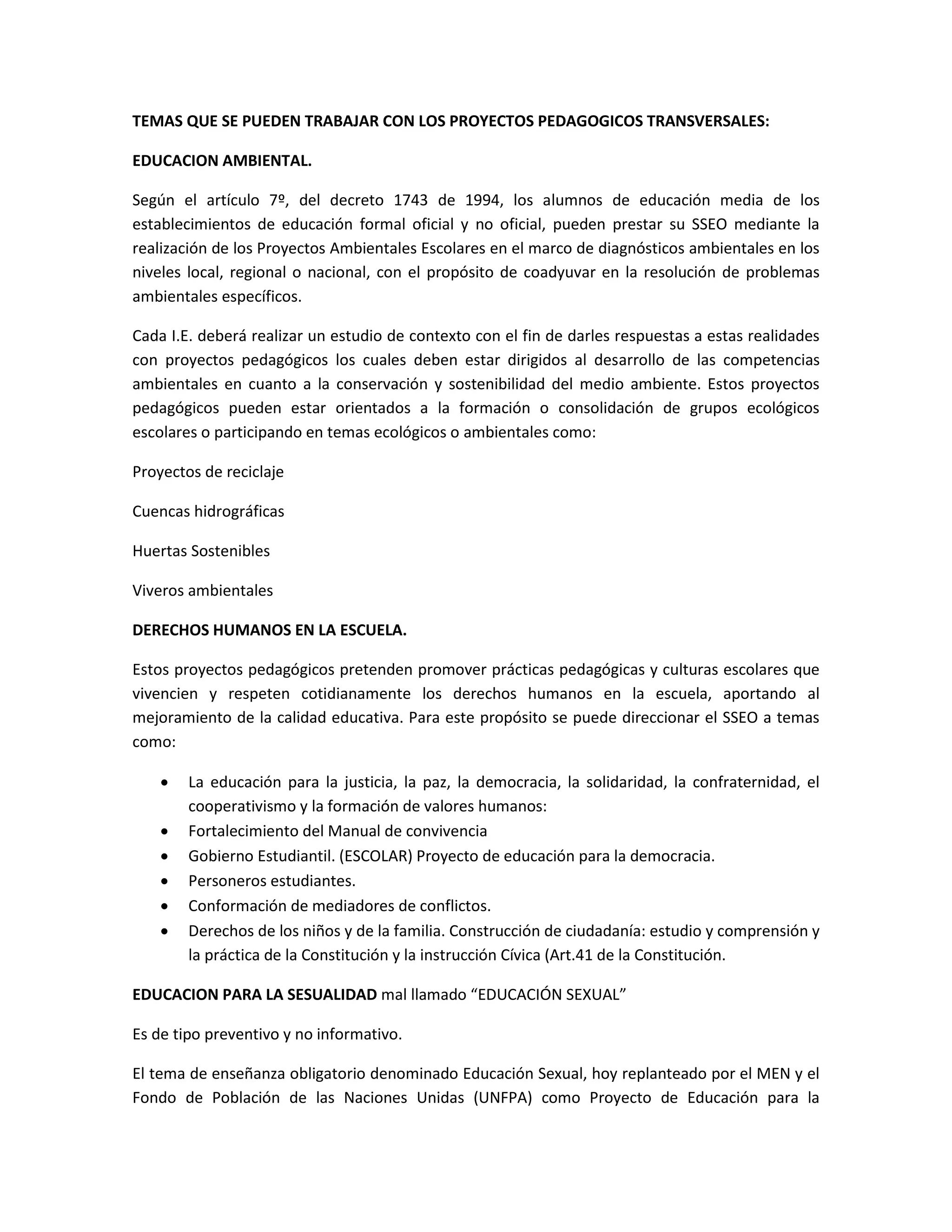 Orientaciones para la implementacion de proyectos pedagogicos ...