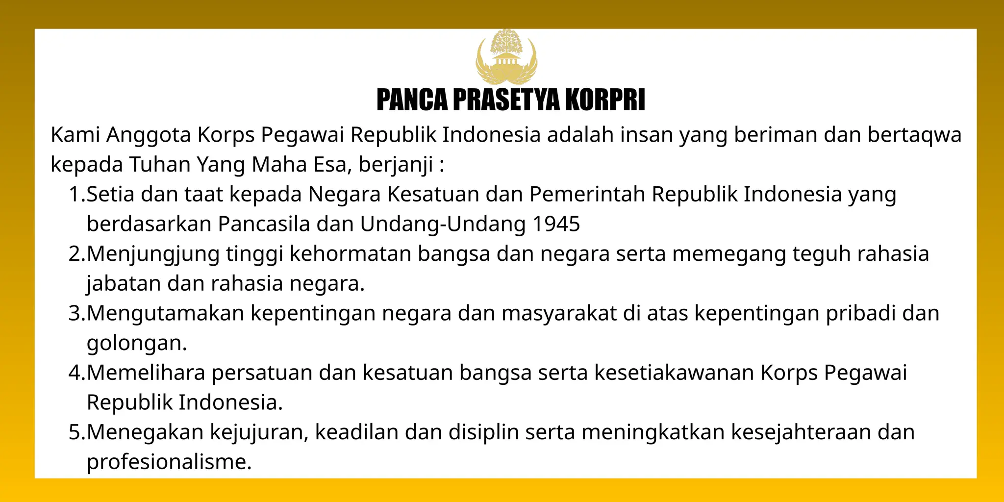 Ikrar Pamong dan Panca Prasetya KORPRI dan JUga Ikrar Bela Negara | PPTX