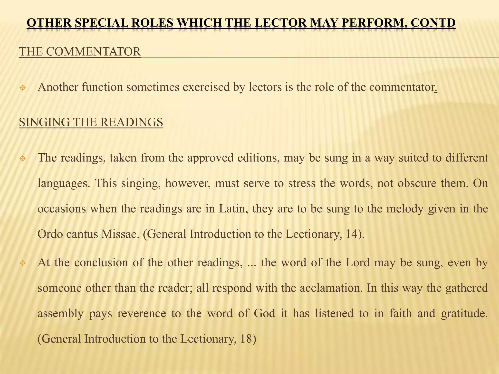 Orientation for Lectors ministry | PPTX