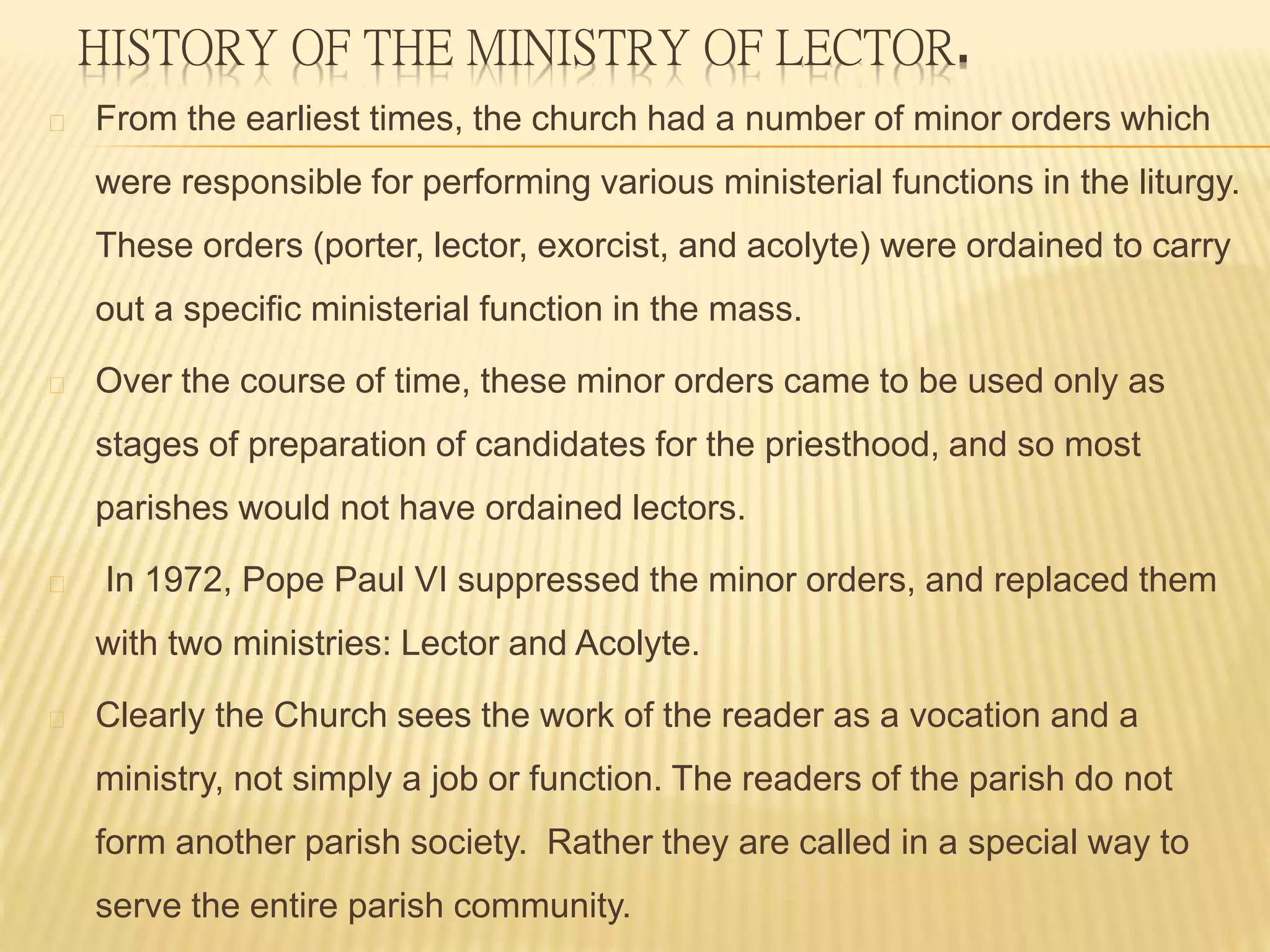 Orientation for Lectors ministry | PPTX