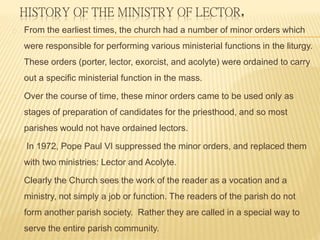 Orientation for Lectors ministry | PPTX