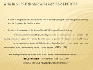 Orientation for Lectors ministry | PPTX