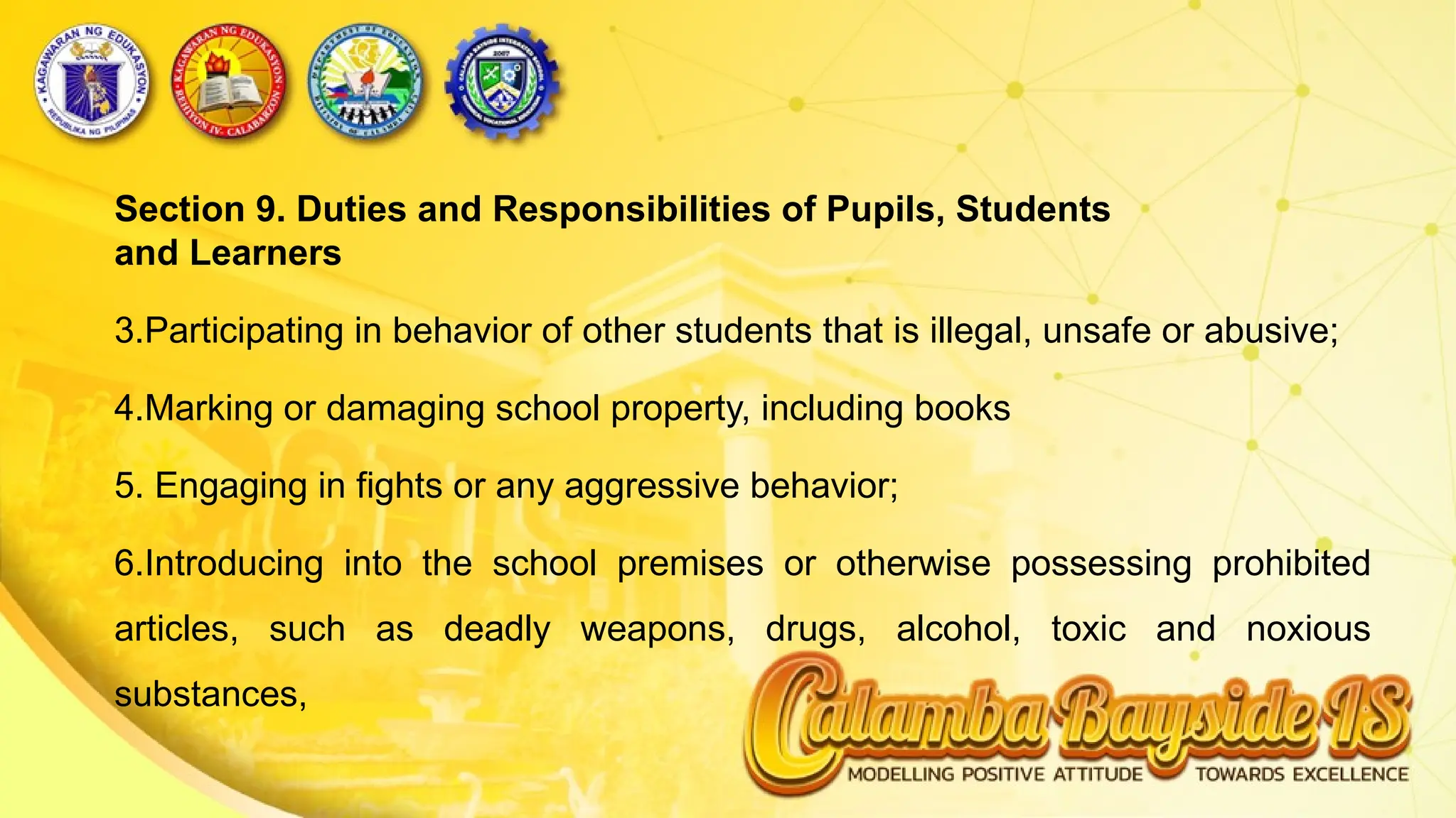 PPT OF DUTIES AND RESPONSIBILITIES OF STUDENTS | PPTX