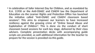 Orientation for CSAEM and OSAEC presentation | PPTX