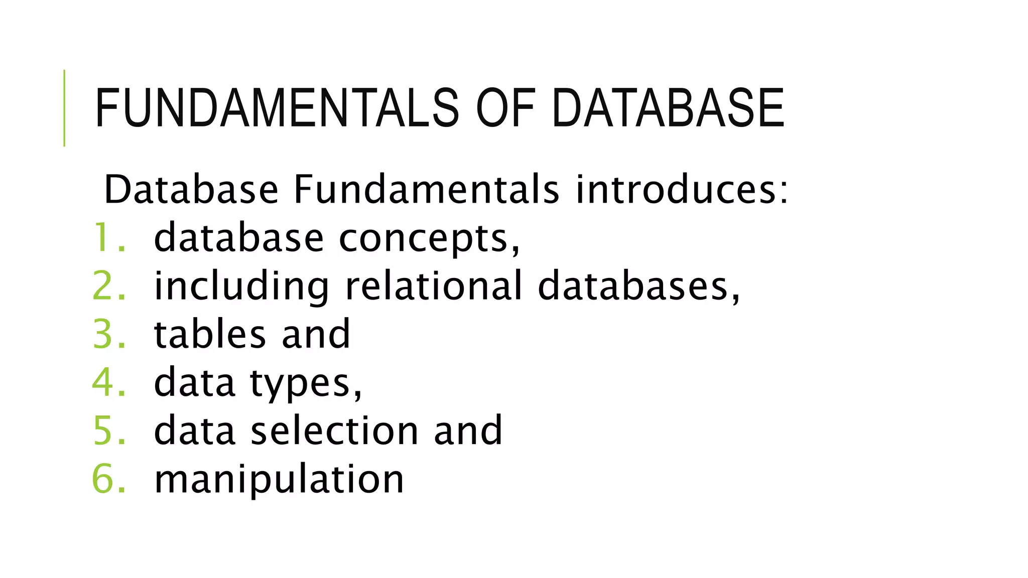 Orientation for Fundamentals of Database.pptx | Free Download