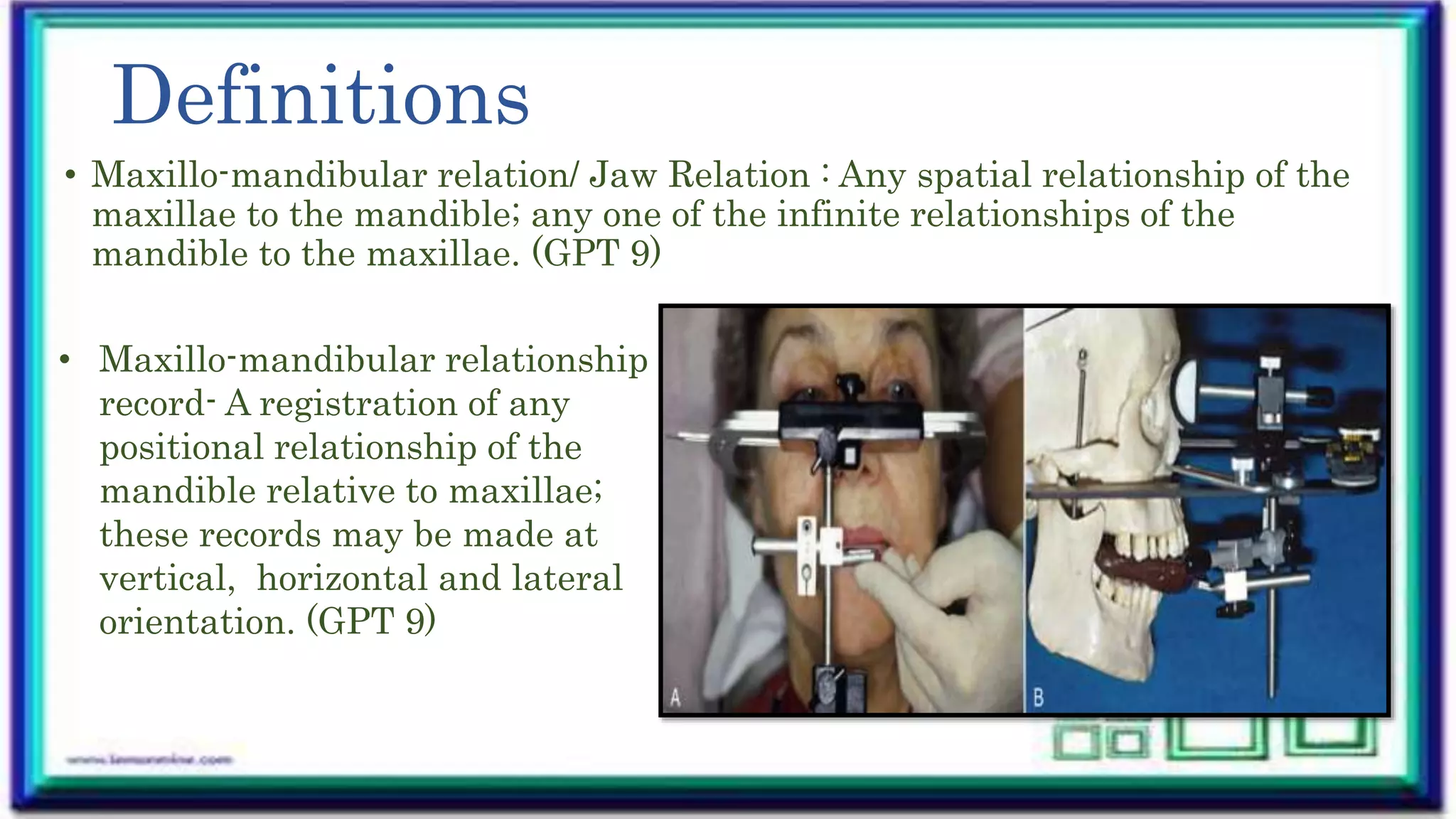 Orientation jaw relation and facebow | PPTX
