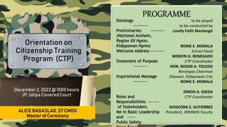 Orientation on Citizenship Training Program (CTP).pptx | Christianity | Religion & Spirituality