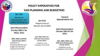 ORIENTATION ON GENDER DEVELOPMENT PLAN AND B UDGET | PPT