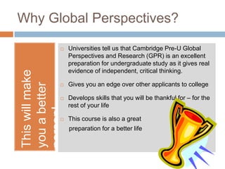 Introduction to Global Perspectives at Headstart | PPTX
