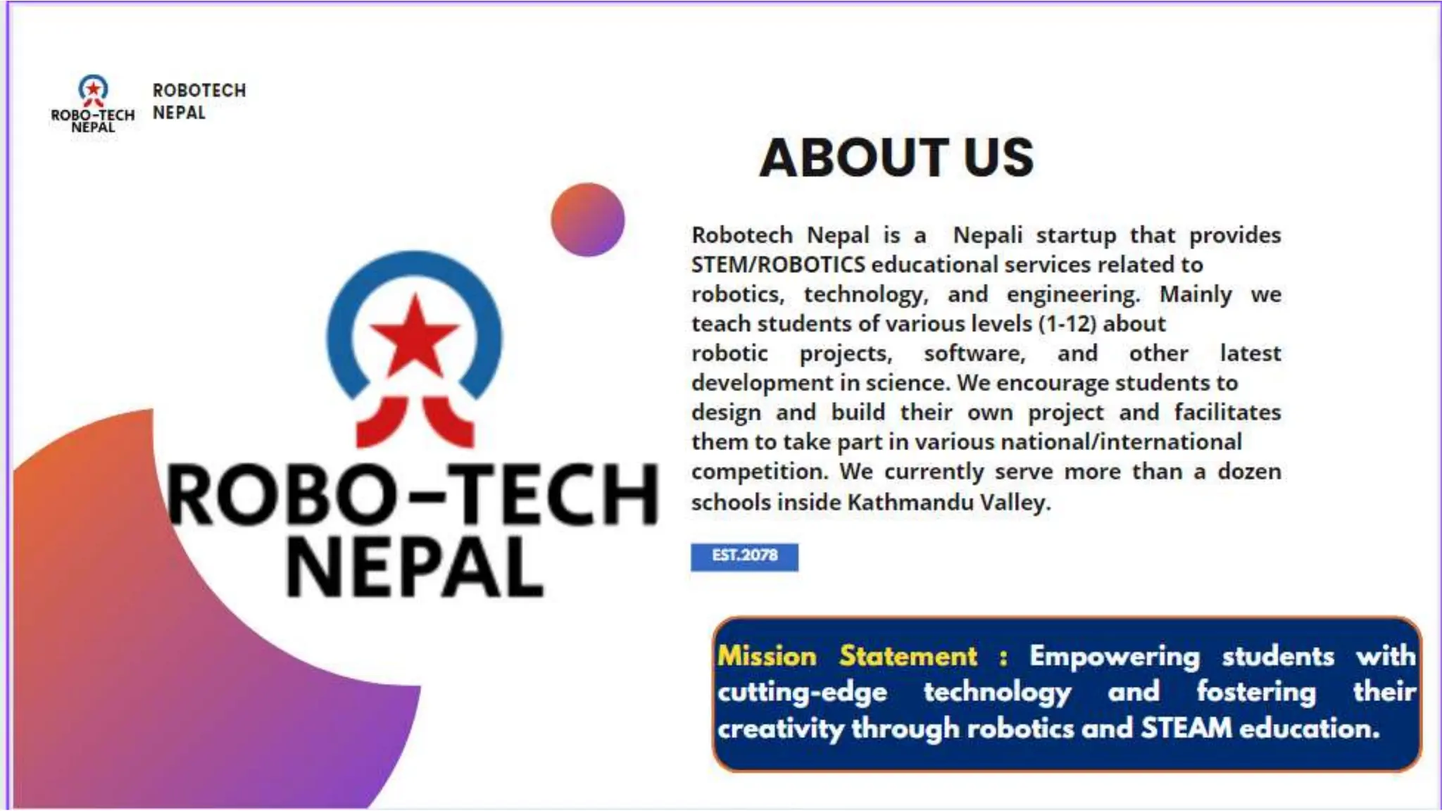 Robotech Nepal offers robotics classes from class 4 to 12 grades | PPTX