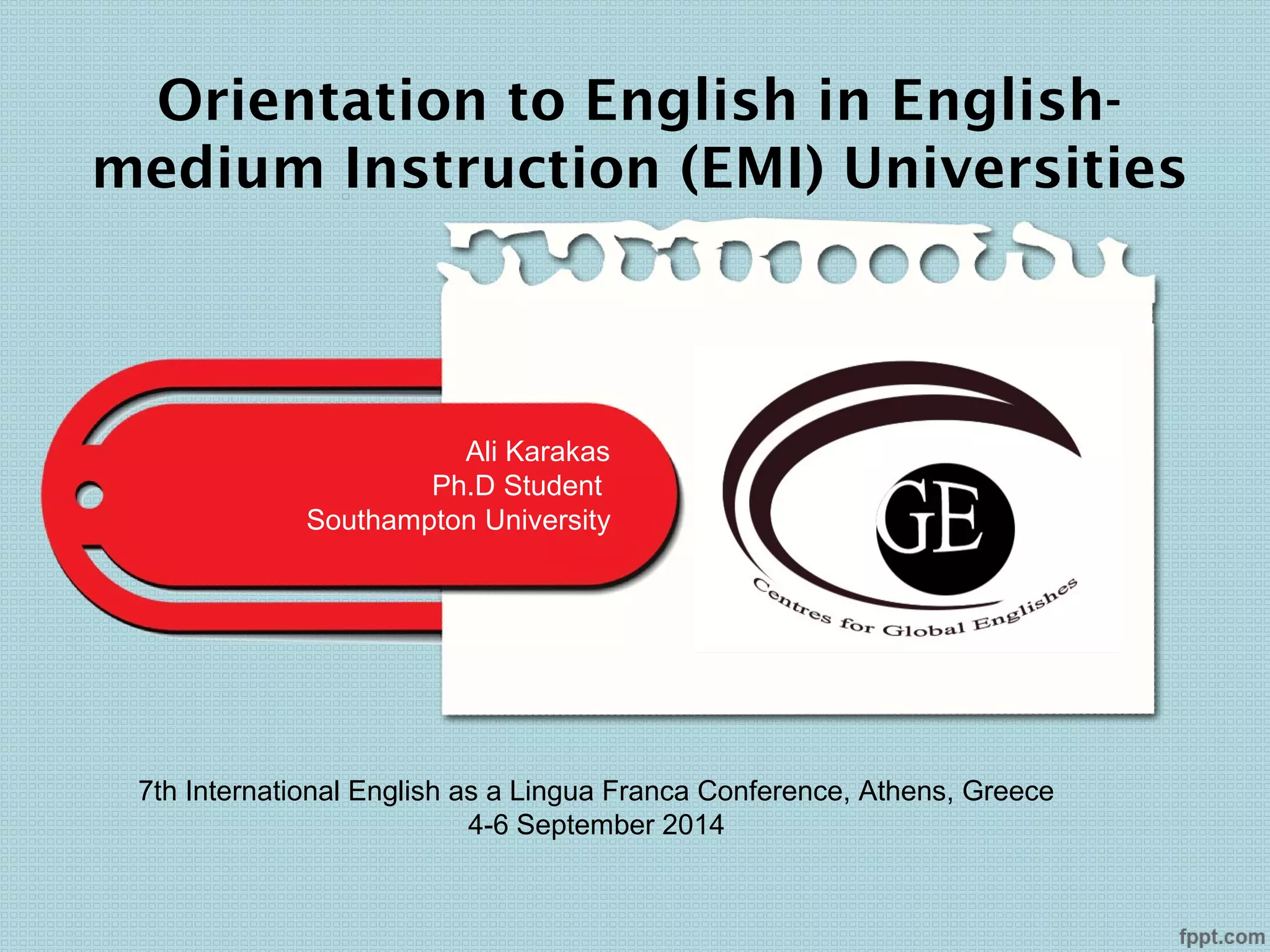 Orientation to english in english medium instruction universities | PPT