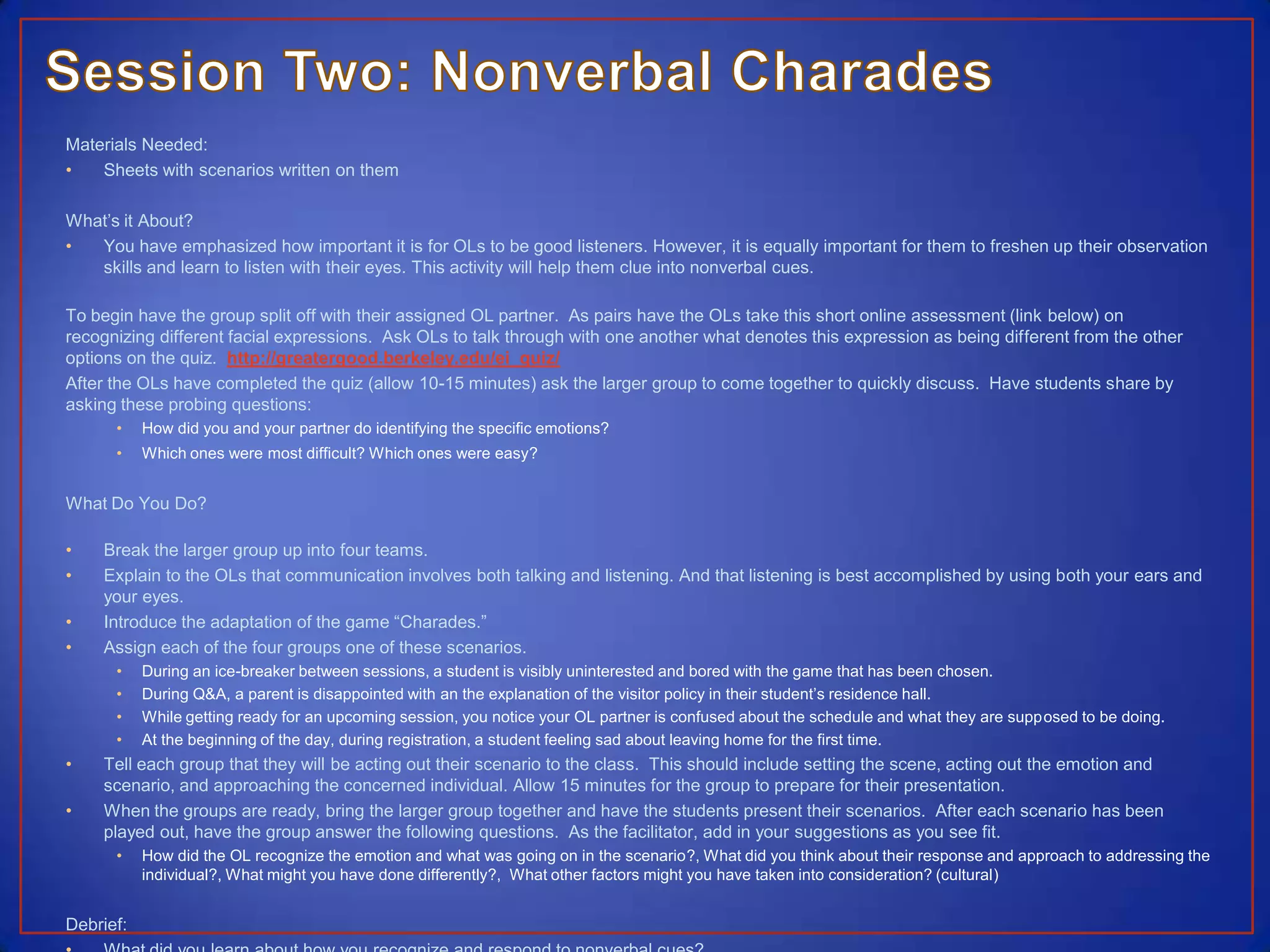 Orientation Leader Training: Overview | PPT