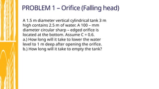 Orifice Sample Problems PowerPoint Presentation | PPTX
