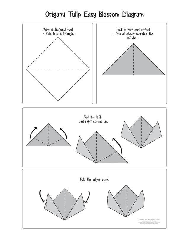Origami tulip-paper-sizes-and-diagram | PDF | Gardening | Home & Garden
