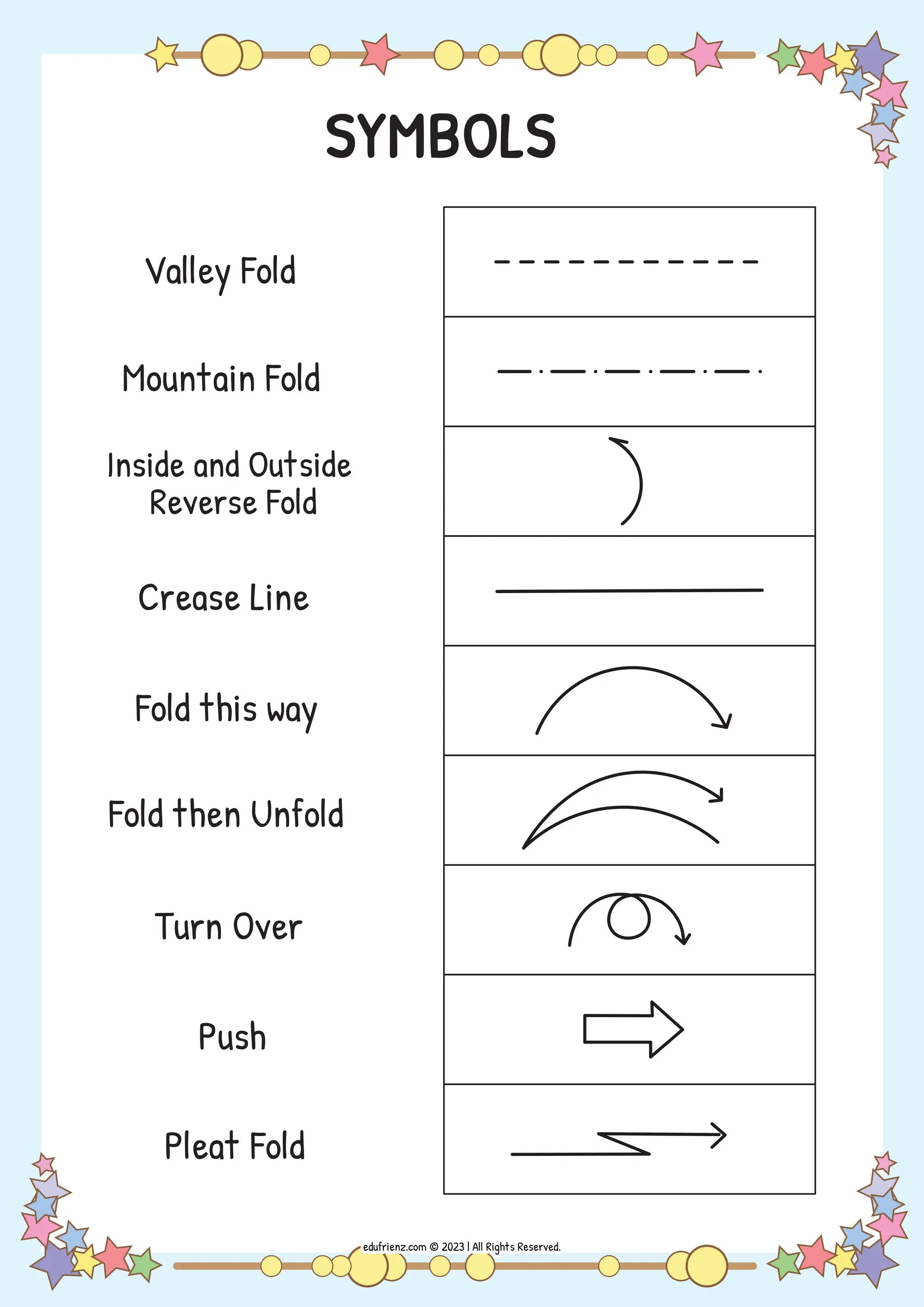 Origami Folding Symbols – Digital Printable | PDF