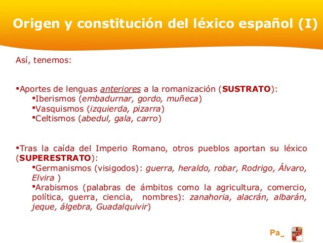 Origen y evolución del léxico castellano