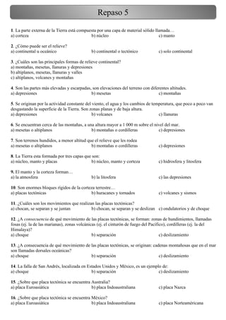 Origen y transformación del relieve | DOC